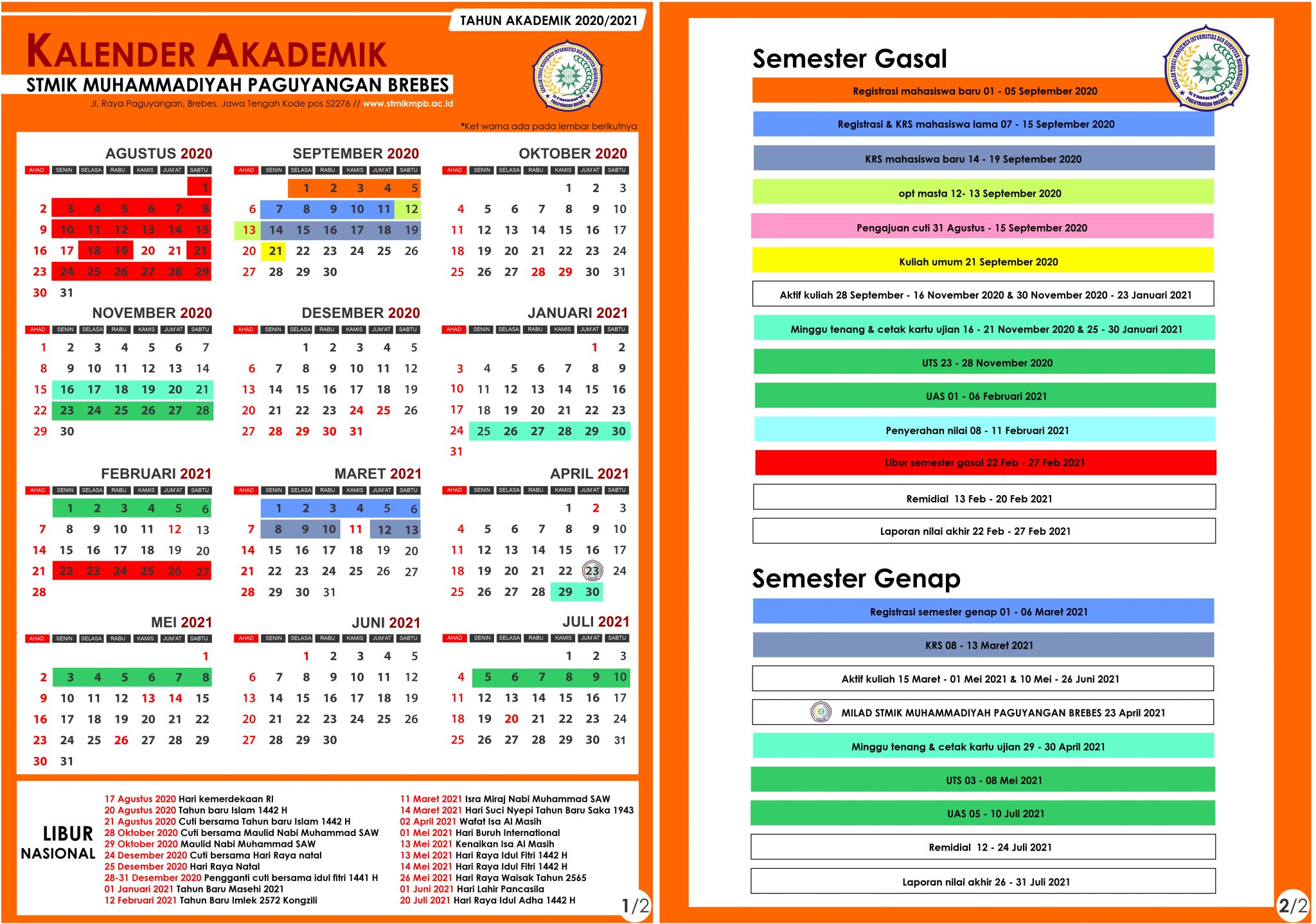 Kalender Akademik 2020/2021 STMIK MPB - STMIKMPB
