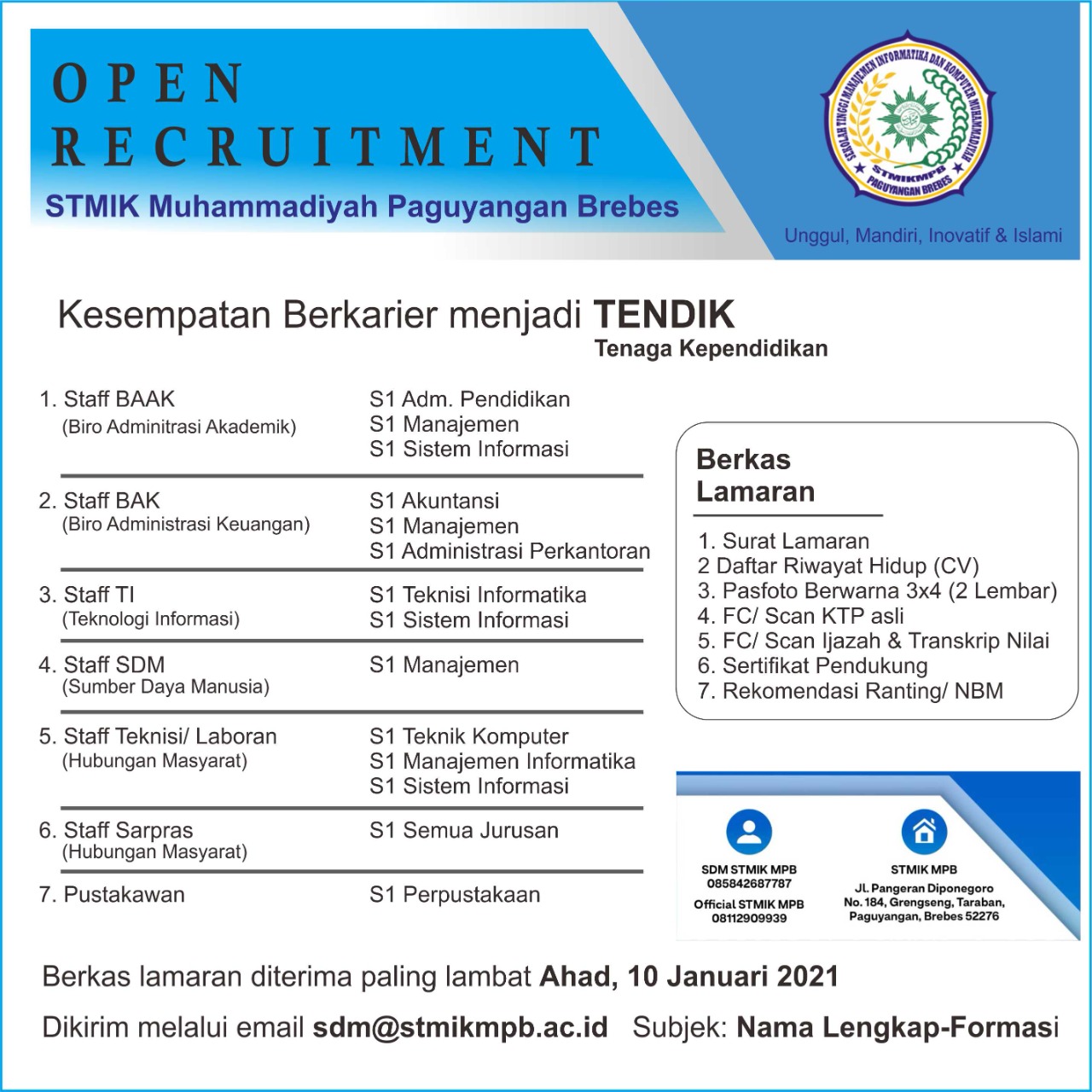 Info Loker STMIK MPB - STMIKMPB